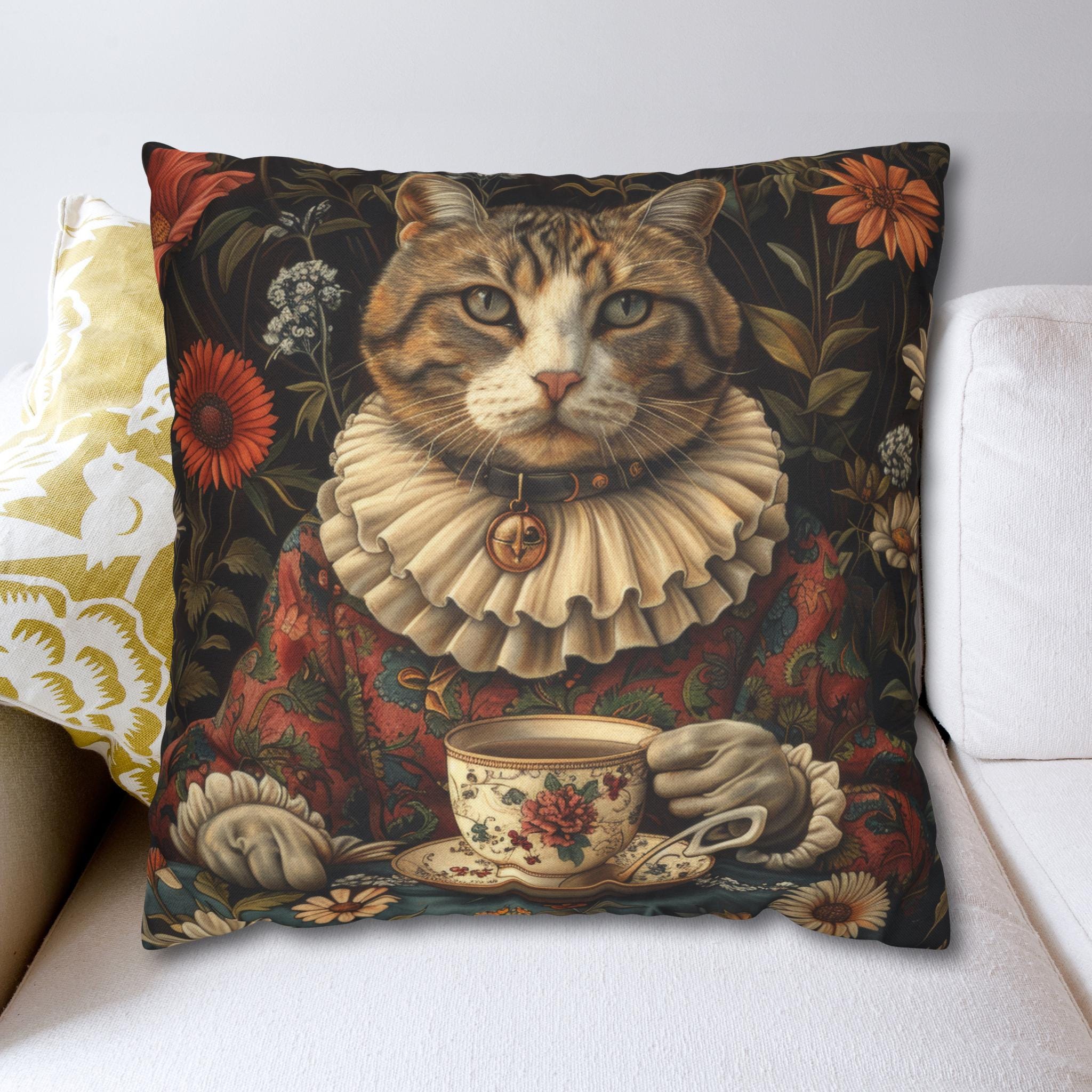 Victorian Style Portrait of Rococo Cat, Tea Time in the Garden ...