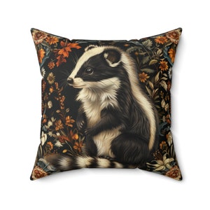William Morris Inspired Botanical Skunk Pillow | Cottage-core Art Nouveau Pillow Cushion | Home ...