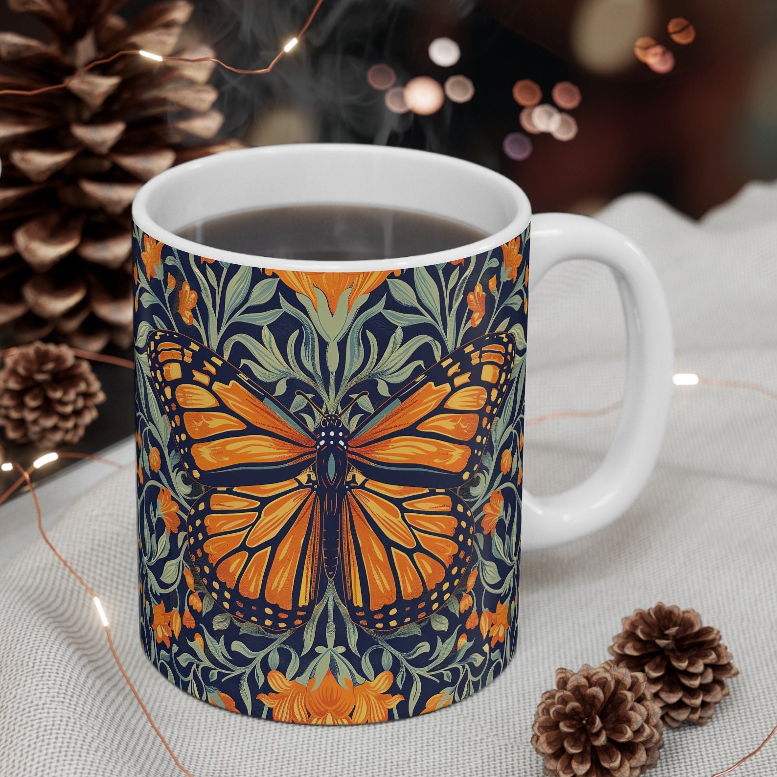 William Morris Inspired Monarch Butterfly Coffee Mug 11oz - Etsy