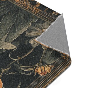Vintage Botanical Bumblebee Rectangle Area Rug, Cottagecore Living Room ...