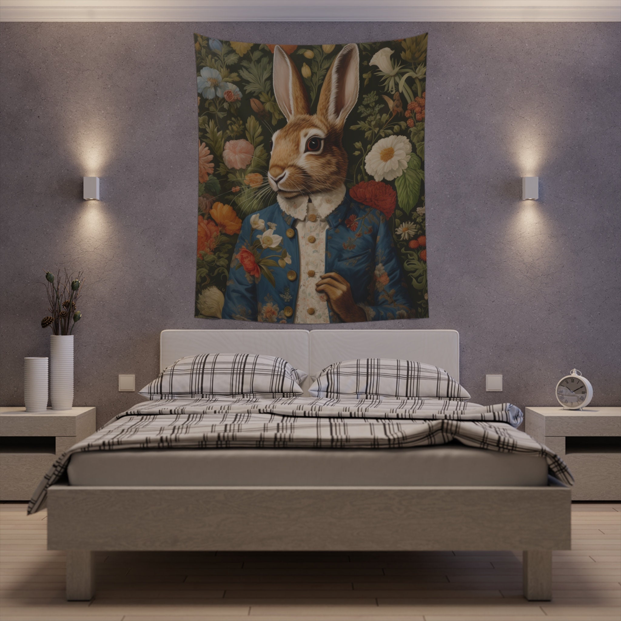 William Morris Inspired Peter the Rabbit Floral Cottagecore Indoor Wall ...