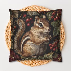 William Morris Inspired Chipmunk Pillow | Cottage-core Art Nouveau ...