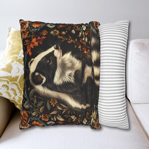 William Morris Inspired Botanical Skunk Pillow | Cottage-core Art Nouveau Pillow Cushion | Home ...