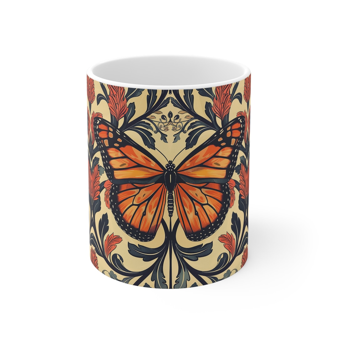 William Morris Inspired Monarch Butterfly Coffee Mug 11oz - Etsy