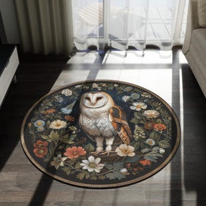 Barn Owl Round Rug: William Morris Botanicals, Cottagecore Decor - Etsy