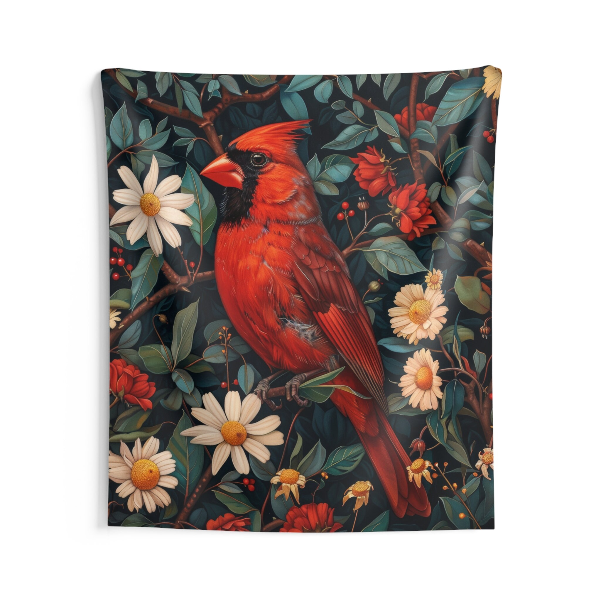 William Morris Inspired Cardinal Daisy Cottage Art Nouveau Indoor Wall ...