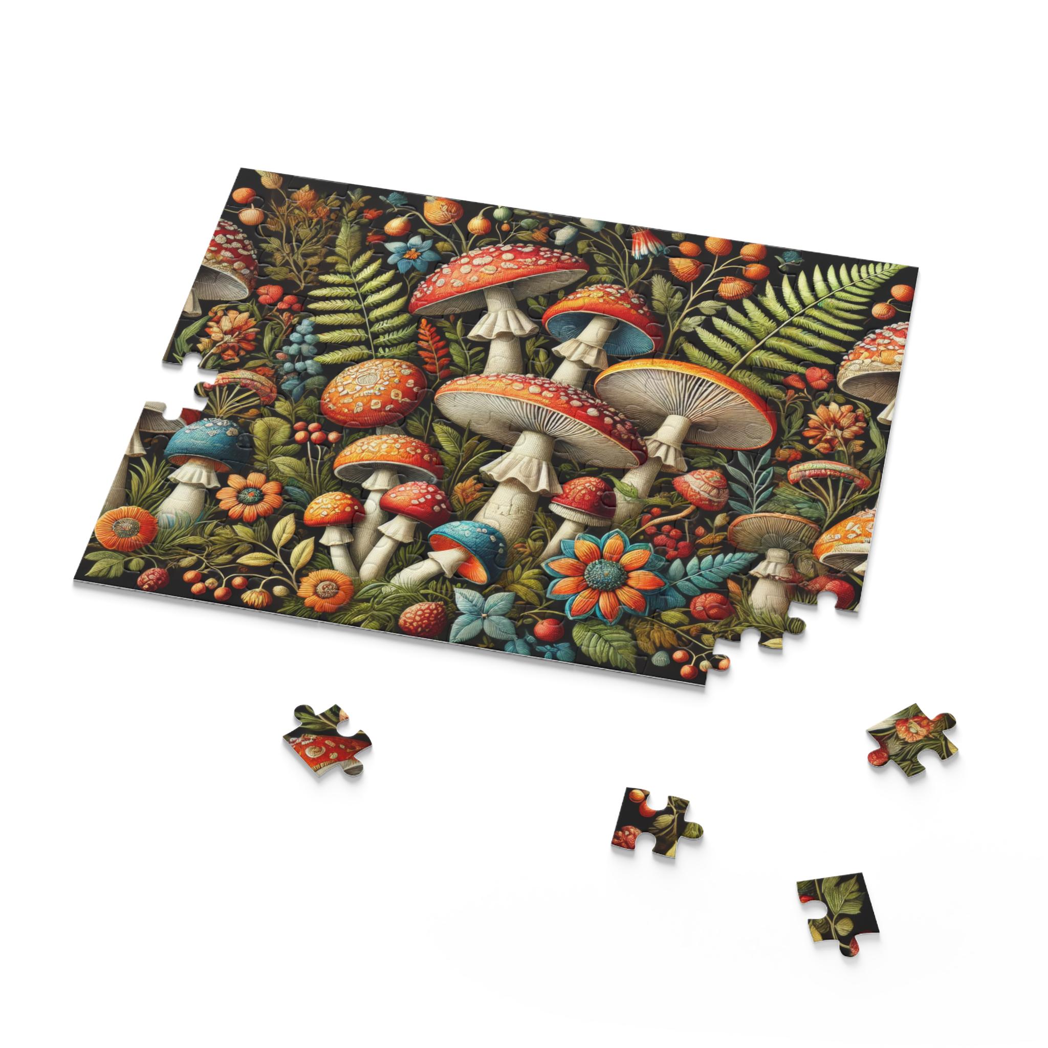 Mushroom Jigsaw Puzzle: William Morris Style Floral Design (120-1000 ...