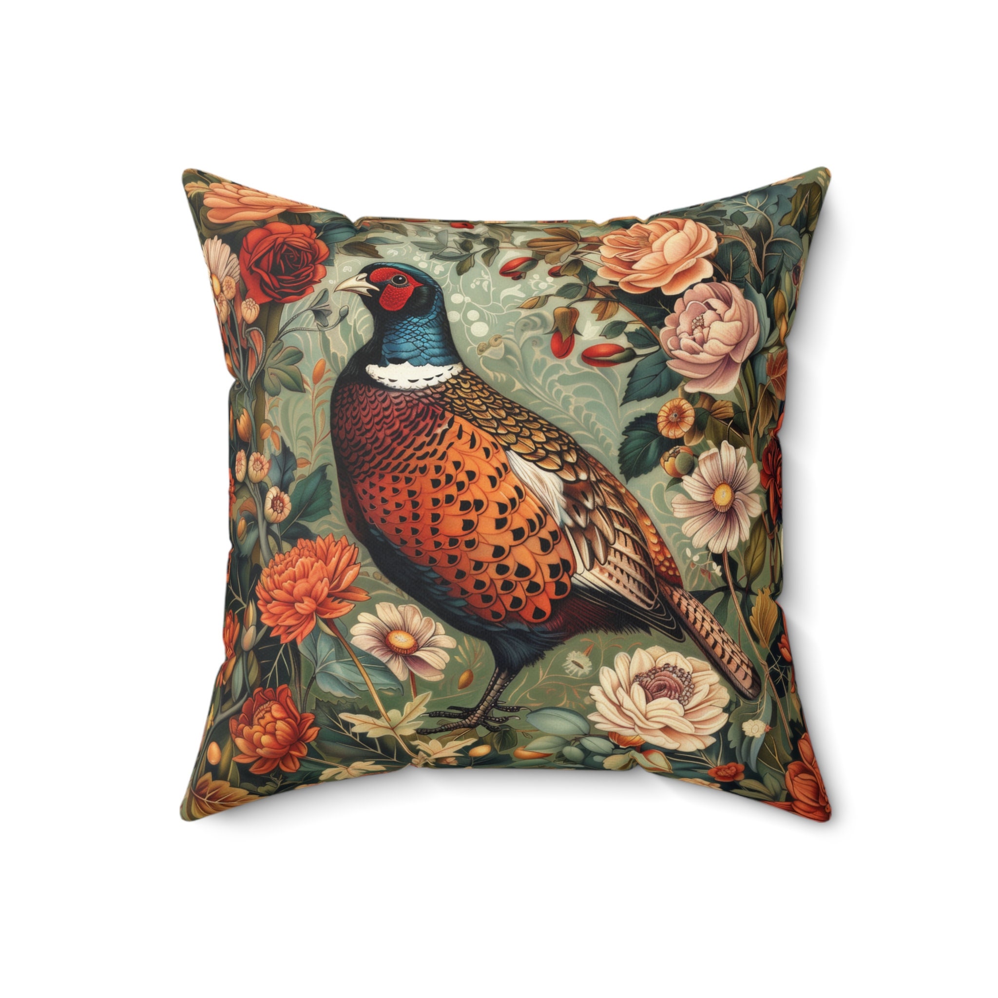 Botanical Pheasant Throw Pillow Decorative Pillow William Morris ...