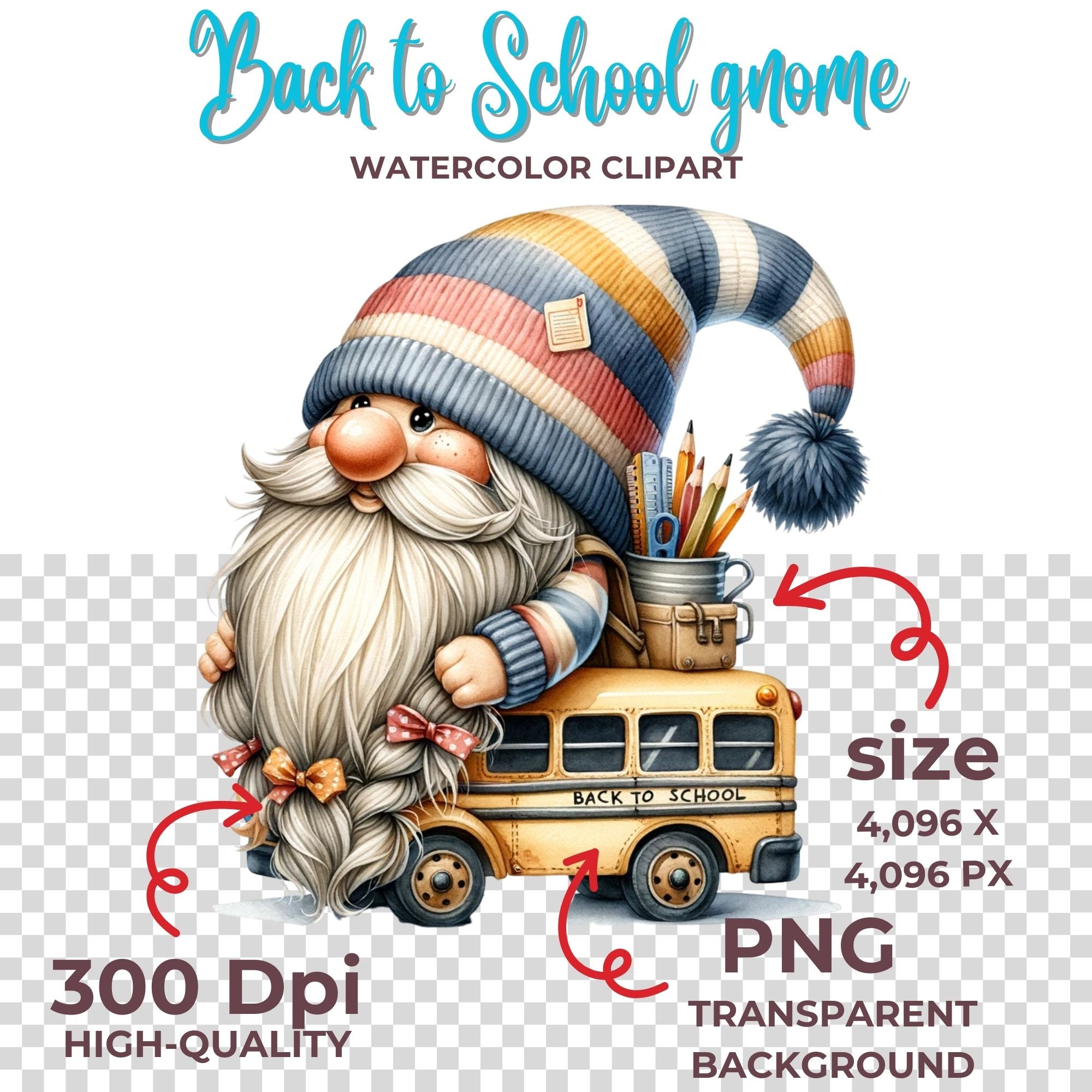 Back to School Gnome Clipart Bundle, Cute Watercolor Gnomes, Graduation ...