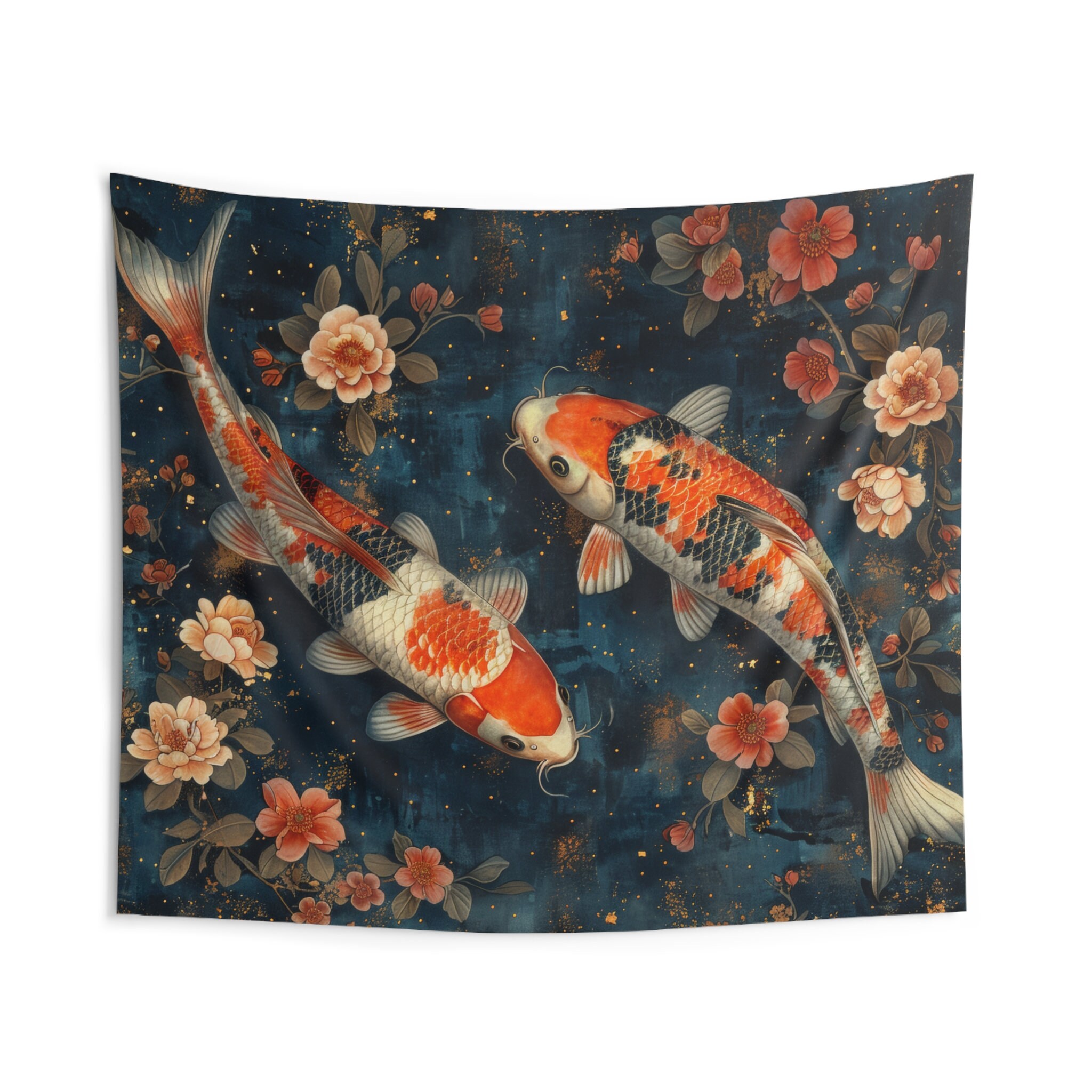 Tapestry of Koi Fish Art Deco Style Wall Art Cottagecore Hanging and ...