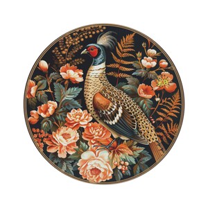 Botanical Wild Pheasant William Morris Inspired Round Area Rug ...