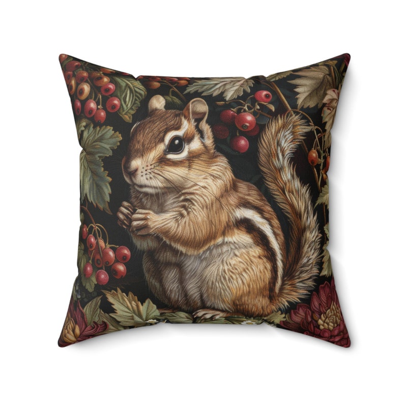 William Morris Inspired Chipmunk Pillow Cottage-core Art Nouveau Pillow ...