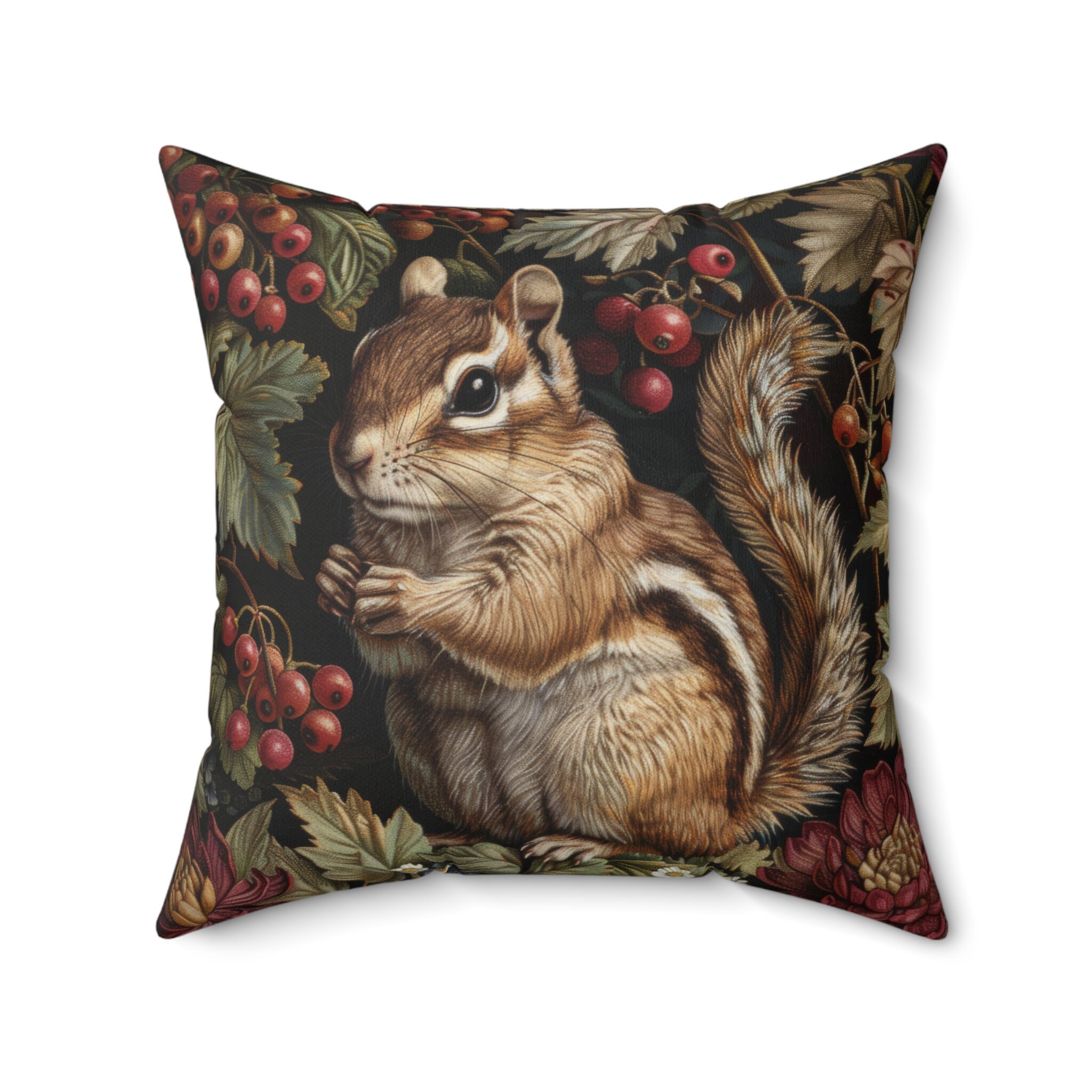 William Morris Inspired Chipmunk Pillow Cottage-core Art Nouveau Pillow ...