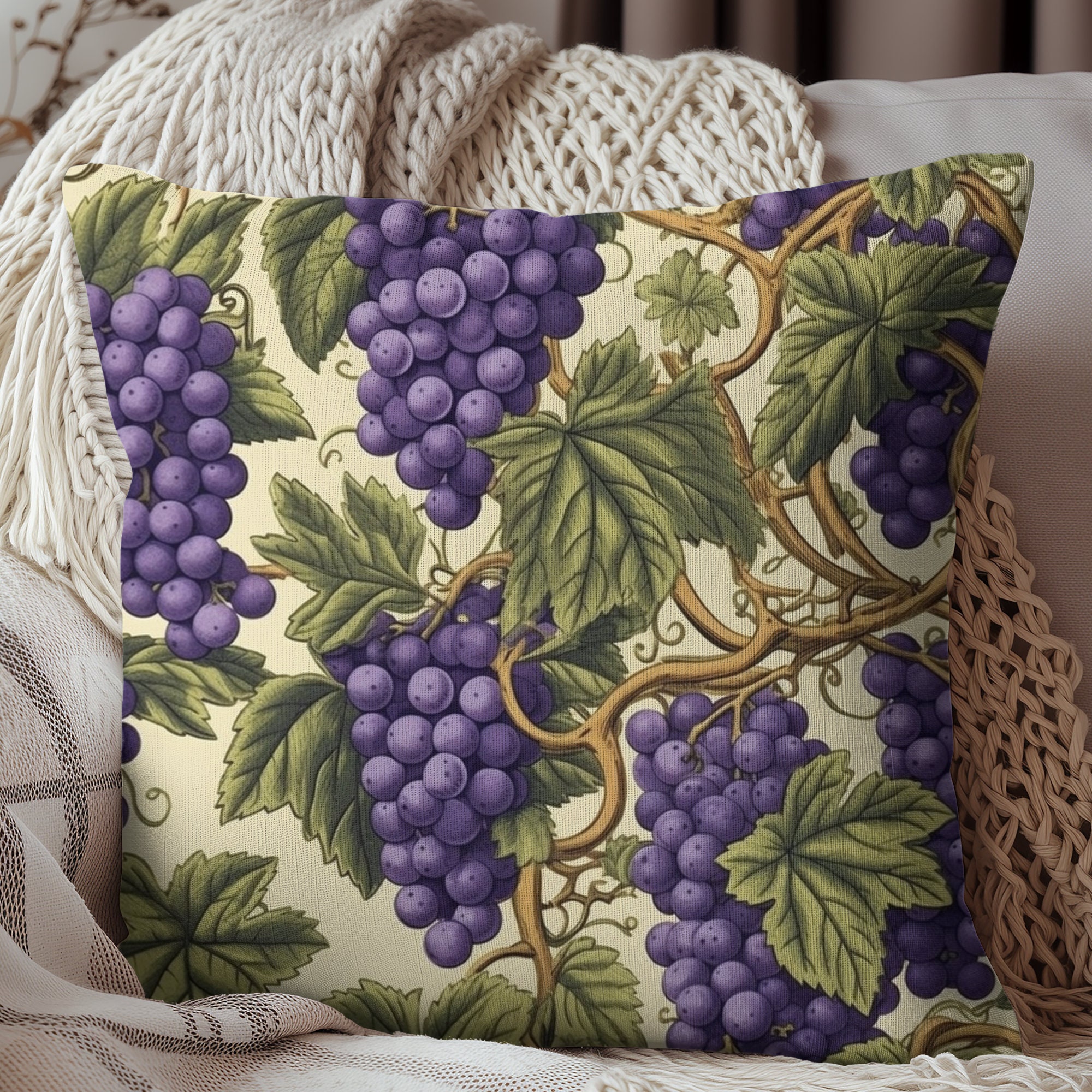 William Morris Inspired Grape Garden Decorative Pillow Cottage-core ...