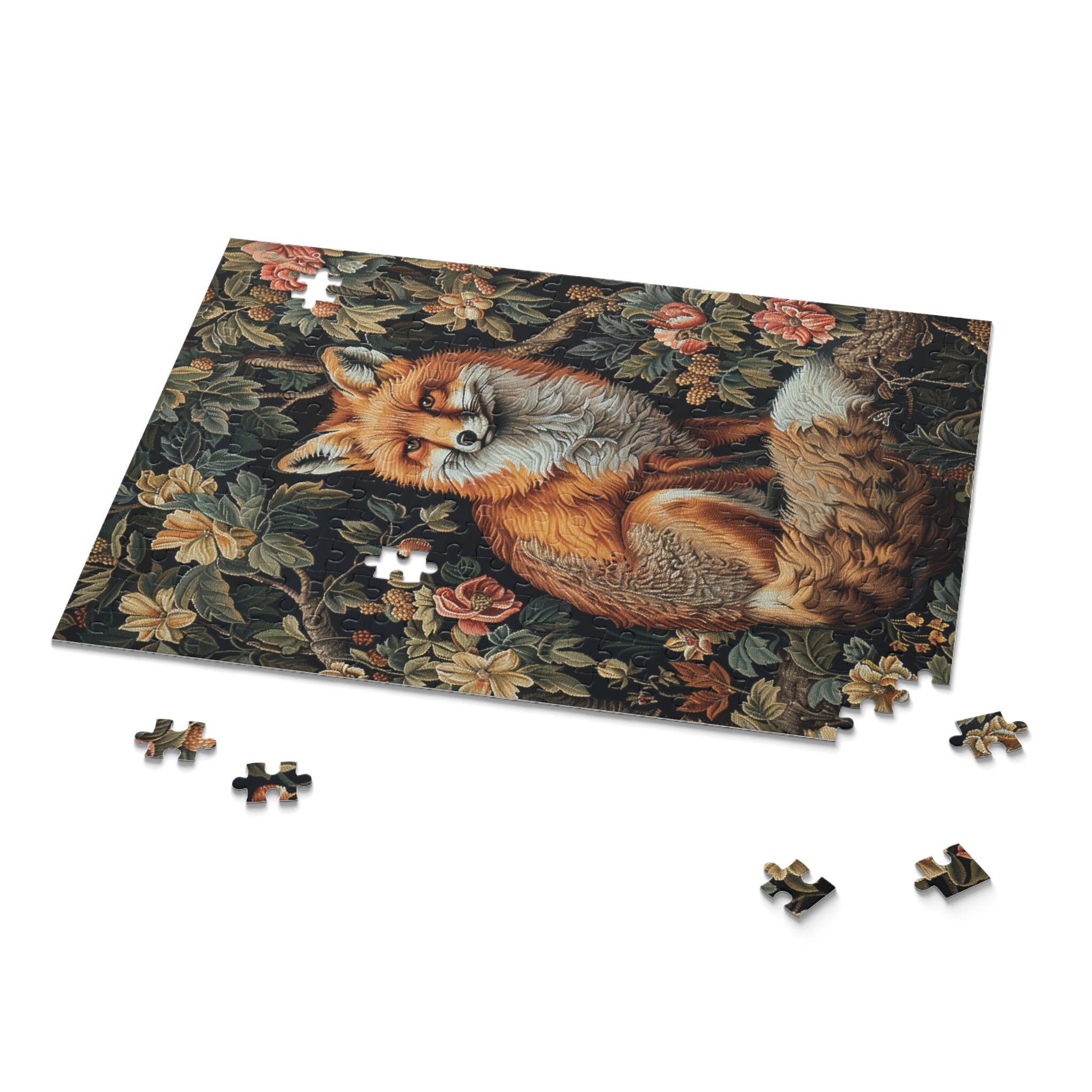 William Morris Inspired Forest Fox Jigsaw Puzzle Box Cottage-core Art ...