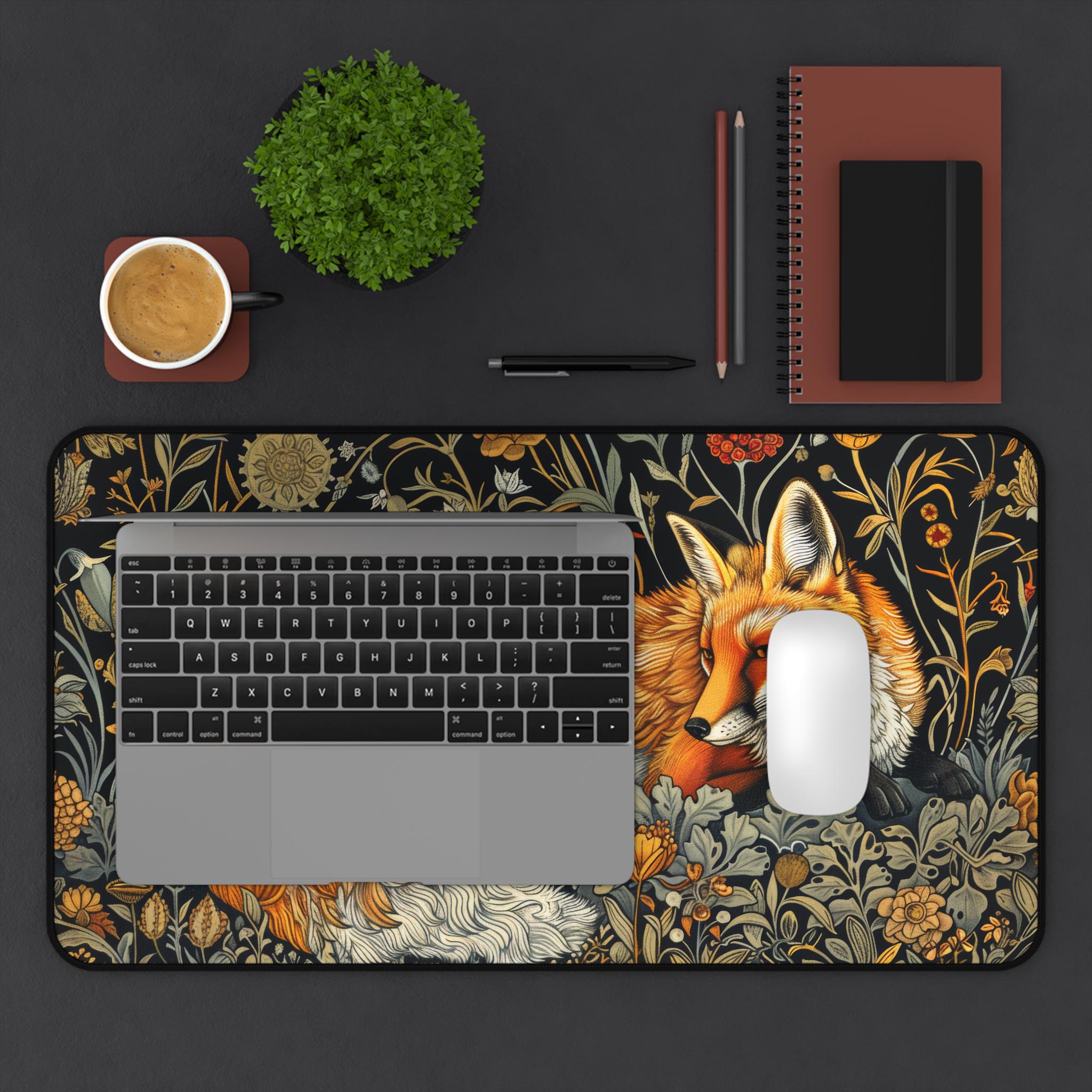 Forestcore Fox William Morris Inspired Cottagecore Desk Mat Office ...