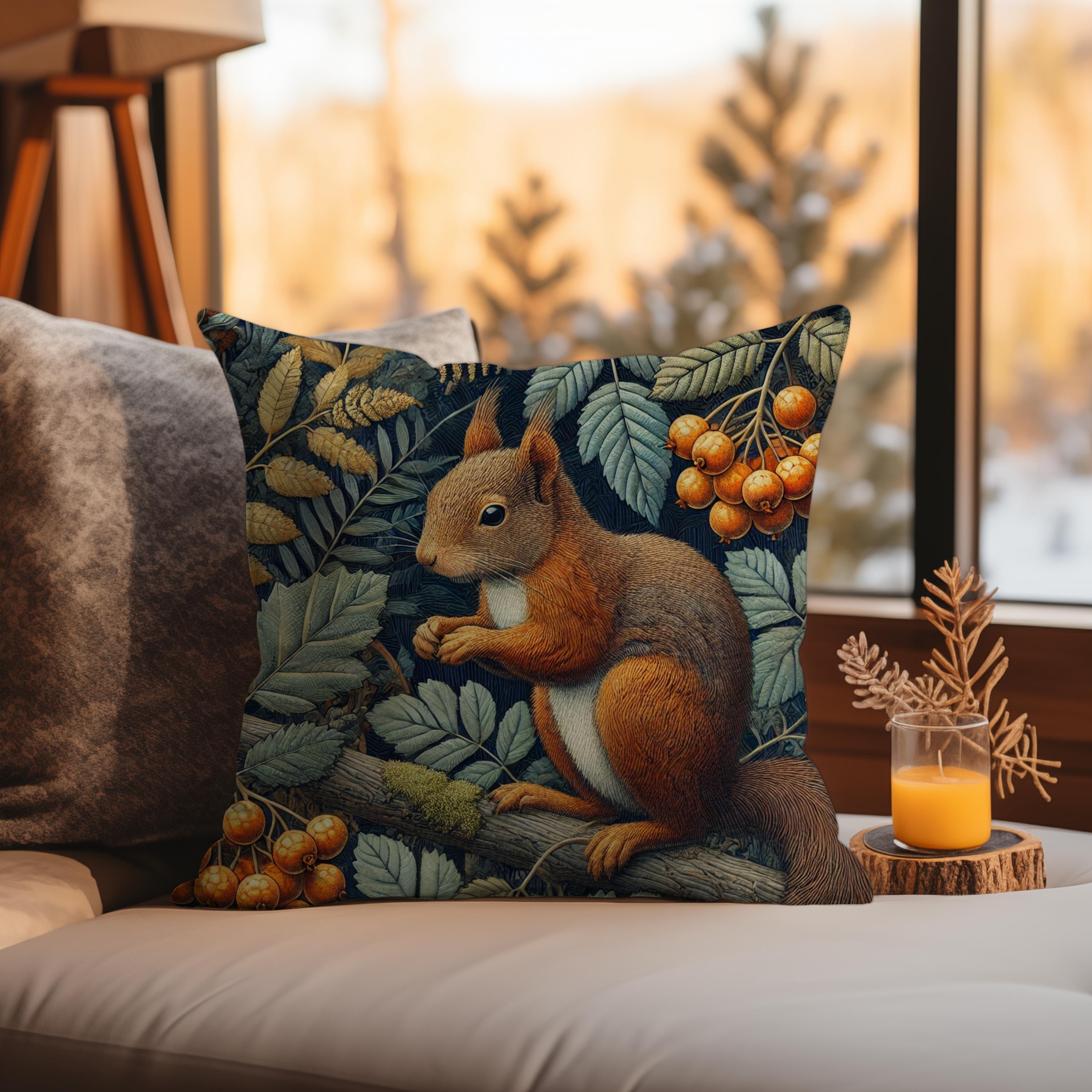 William Morris Inspired Woodland Squirrel Orange Berry Cottagecore ...
