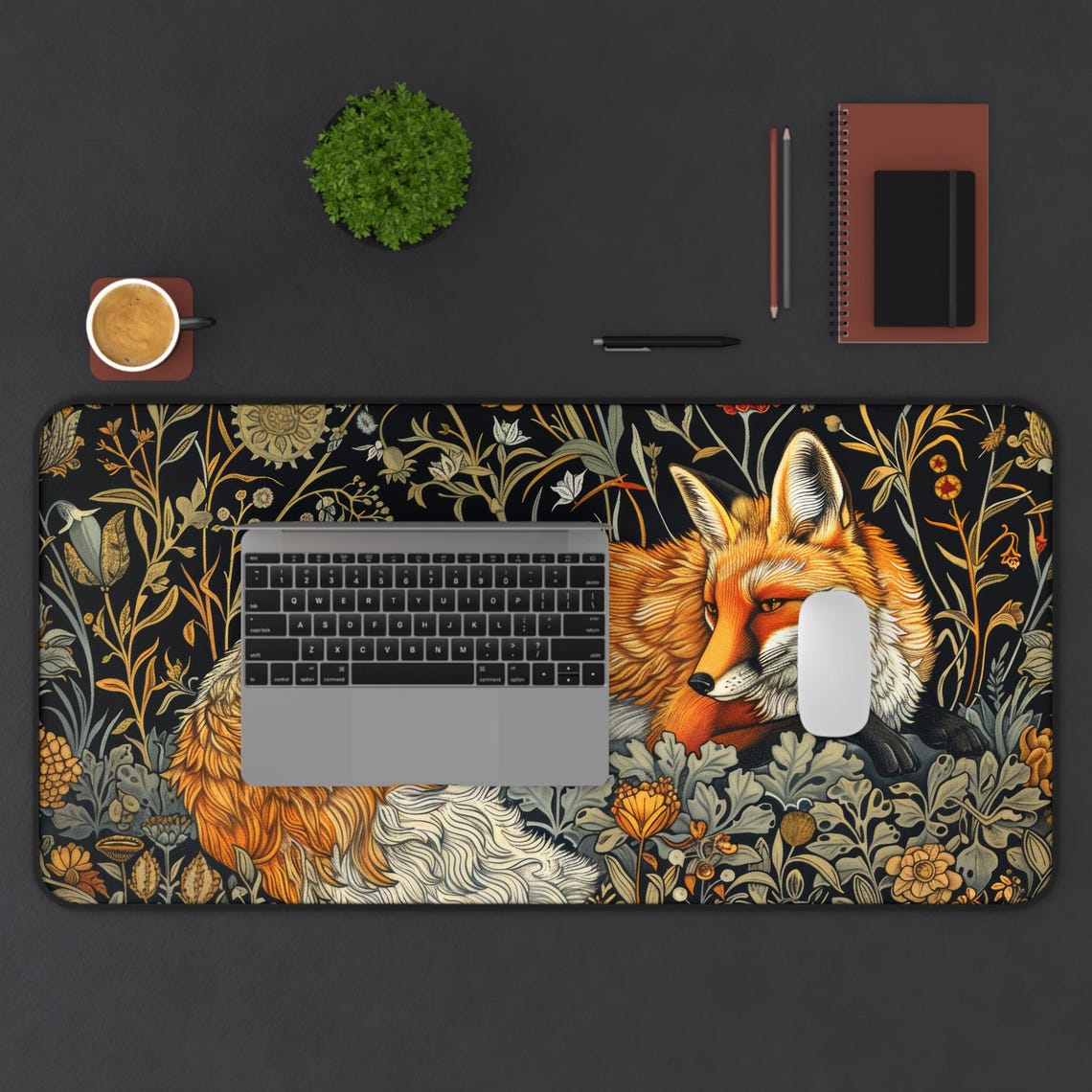 Forestcore Fox William Morris Inspired Cottagecore Desk Mat Office ...