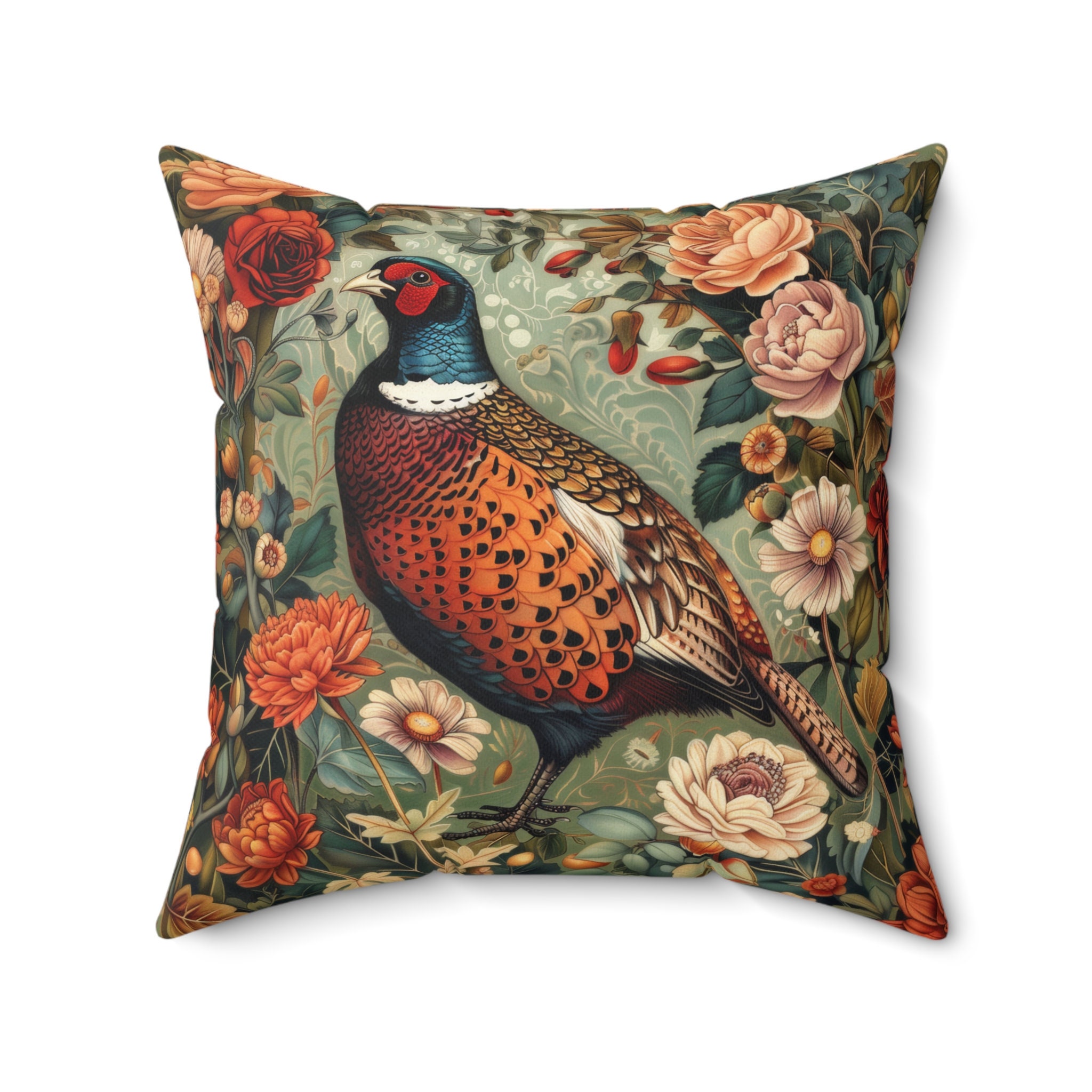 Botanical Pheasant Throw Pillow Decorative Pillow William Morris ...