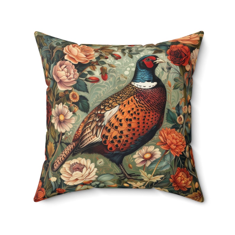 Botanical Pheasant Throw Pillow Decorative Pillow William Morris ...