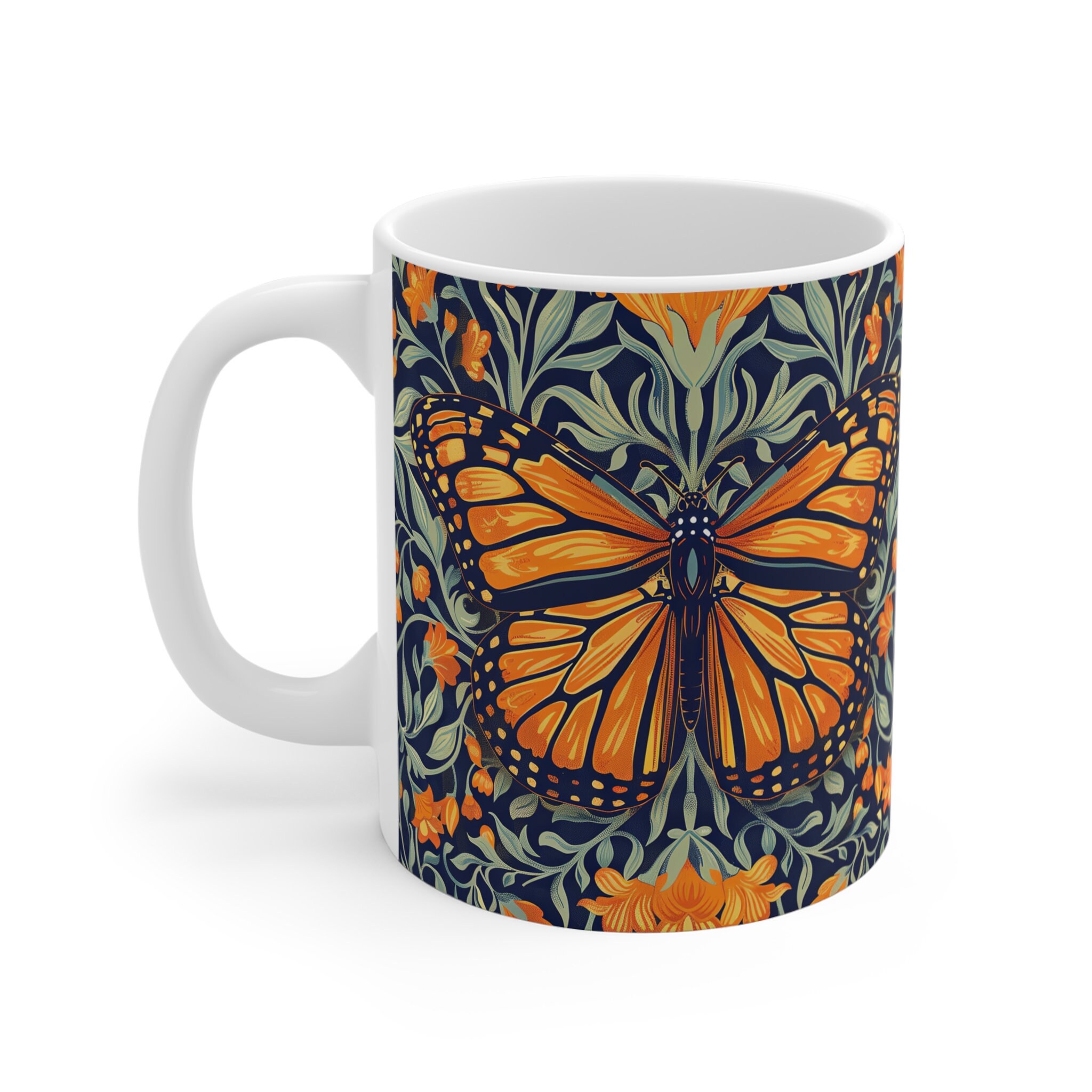 William Morris Inspired Monarch Butterfly Coffee Mug 11oz - Etsy
