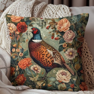 Botanical Pheasant Throw Pillow Decorative Pillow William Morris ...