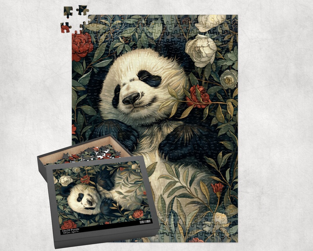 William Morris Panda Jigsaw Puzzle: Cottagecore Art Nouveau - Etsy