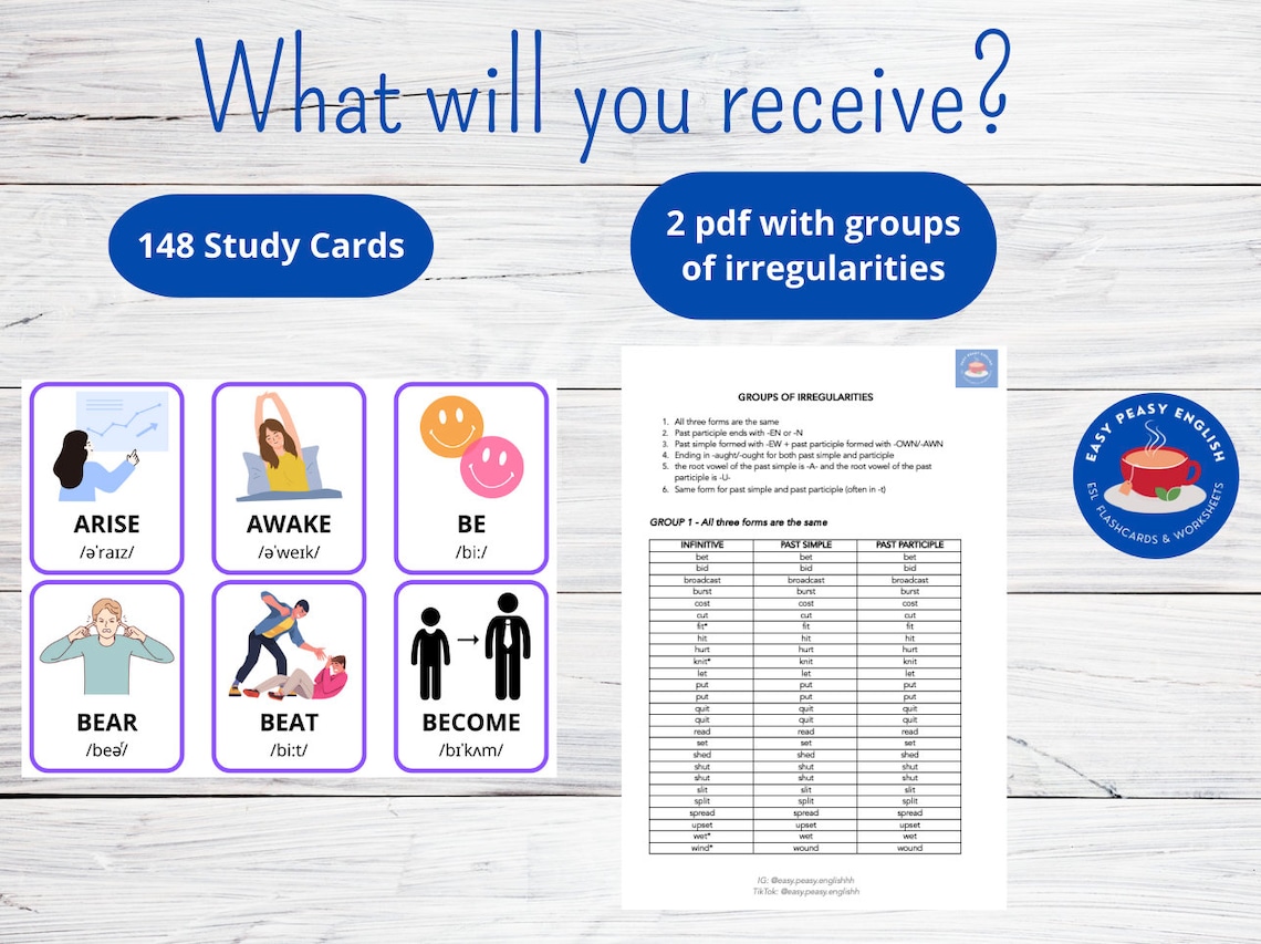 ALL Irregular Verbs FLASHCARDS With Images and Pronunciation - C1/C2 ...
