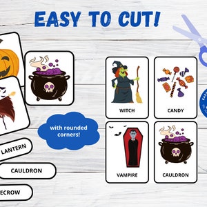 HALLOWEEN • 28 ESL Montessori Flashcards • Ready to Print, Easy to Cut ...