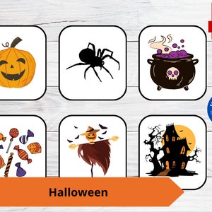HALLOWEEN • 28 ESL Montessori Flashcards • Ready to Print, Easy to Cut ...