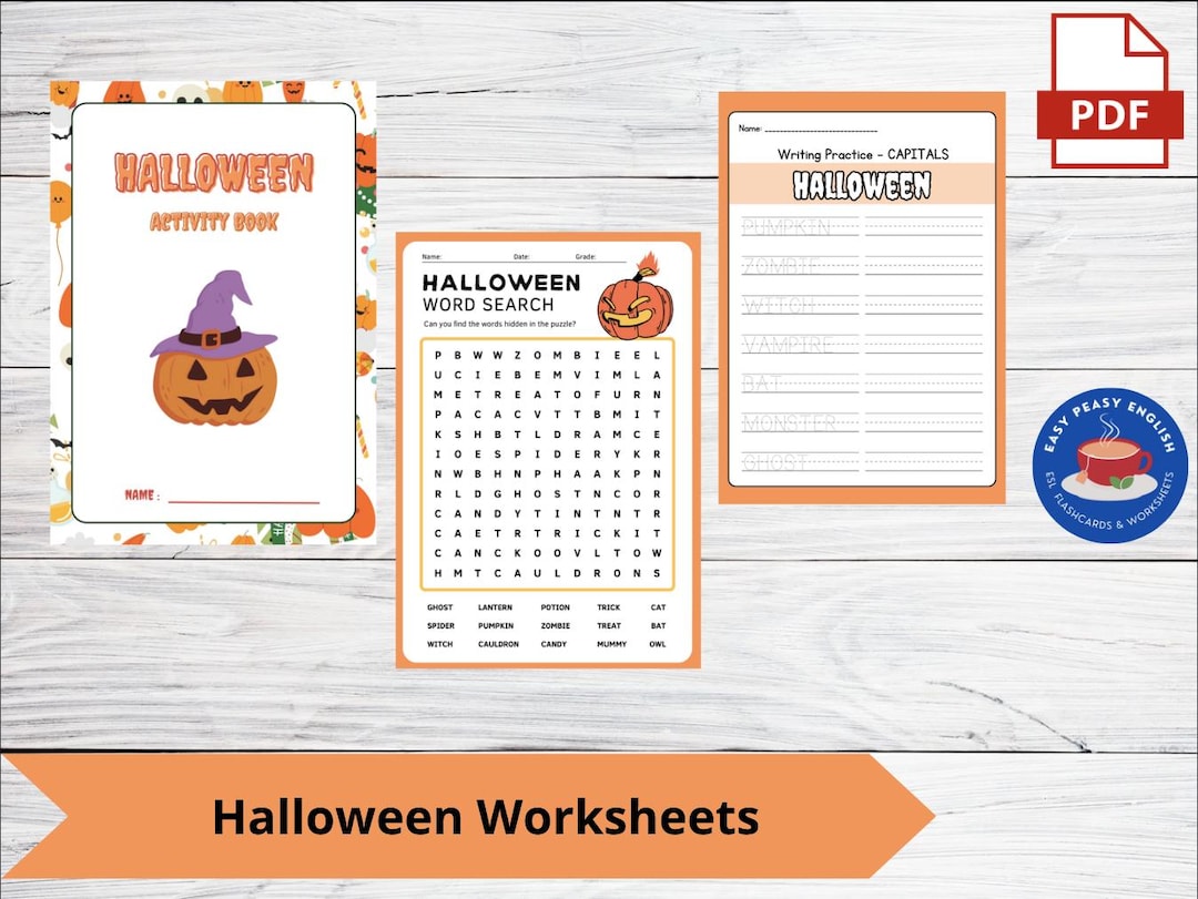 Halloween Activity Book - ESL - Writing Practice, Word Search ...