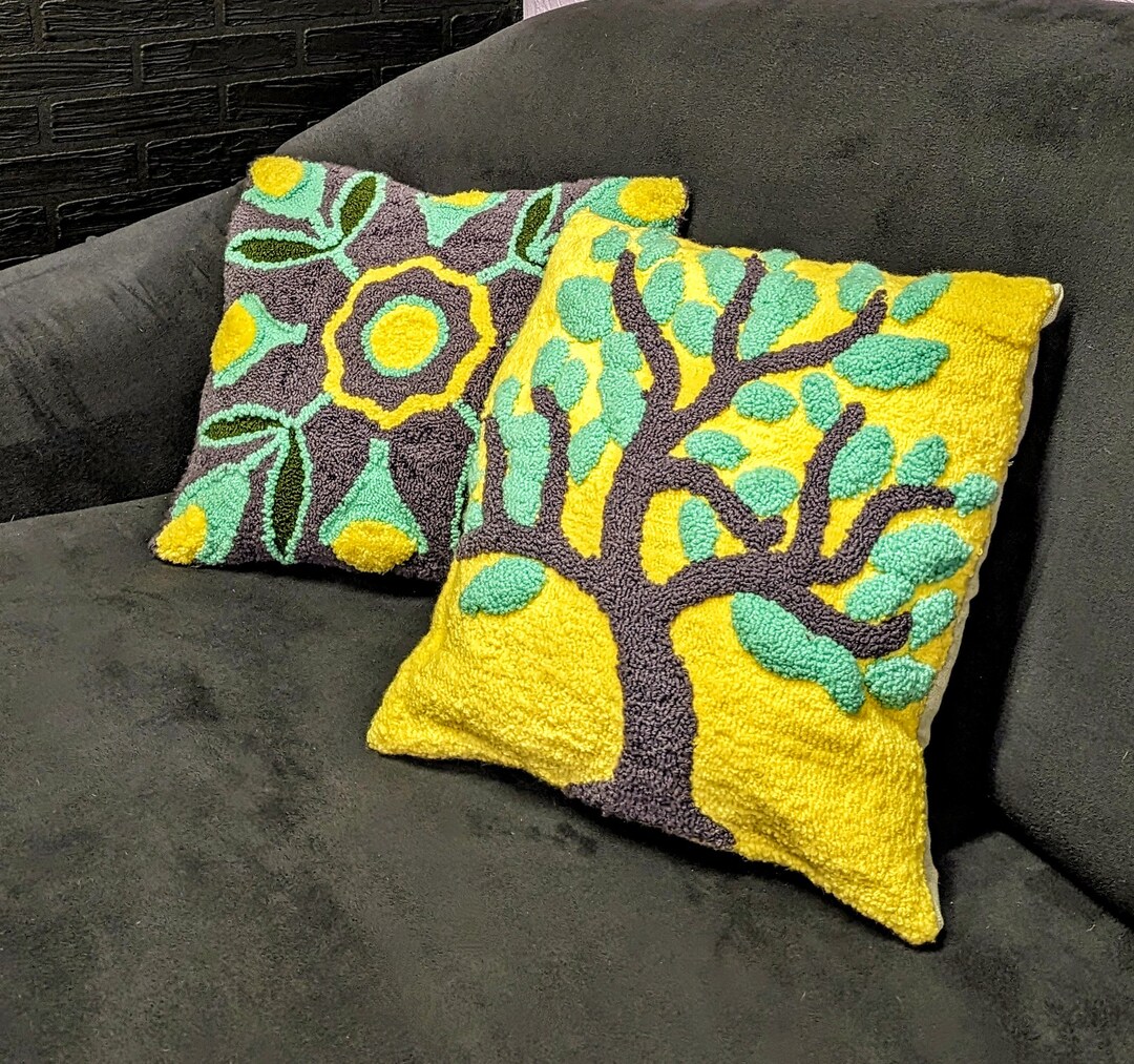 Handmade Pillow Acrylic Tufting Gift Rug Sewing Tree of Life Fractal - Etsy