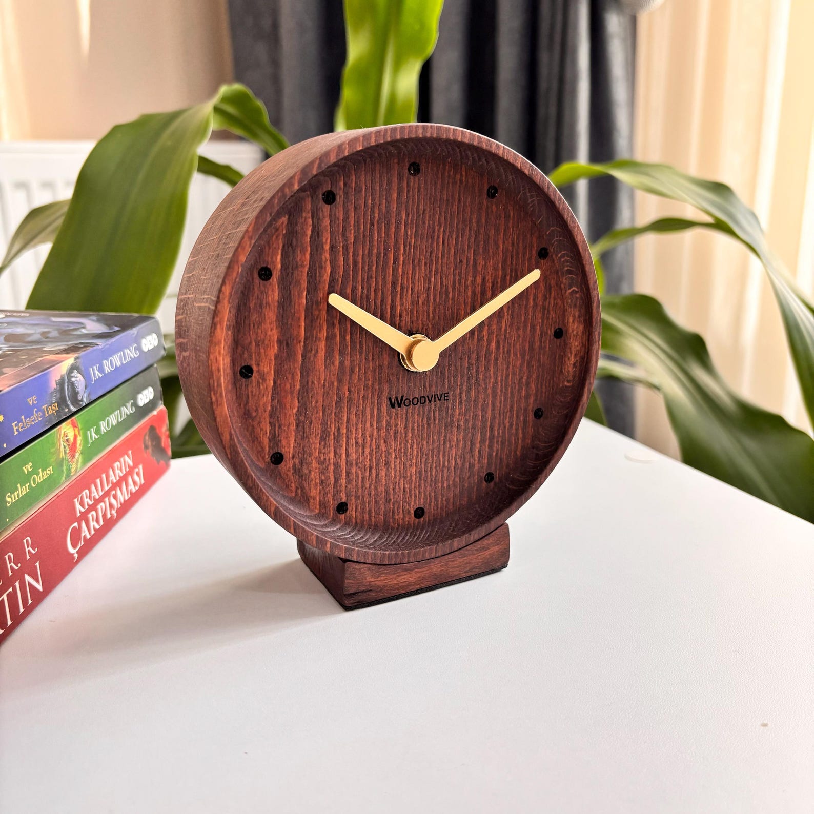 Minimalist Dark Wood Clock - Romantic Gift for Couples - Modern Mantel ...