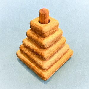 Natural Montessori Wooden Stacking Toy – Educational Square Shape ...