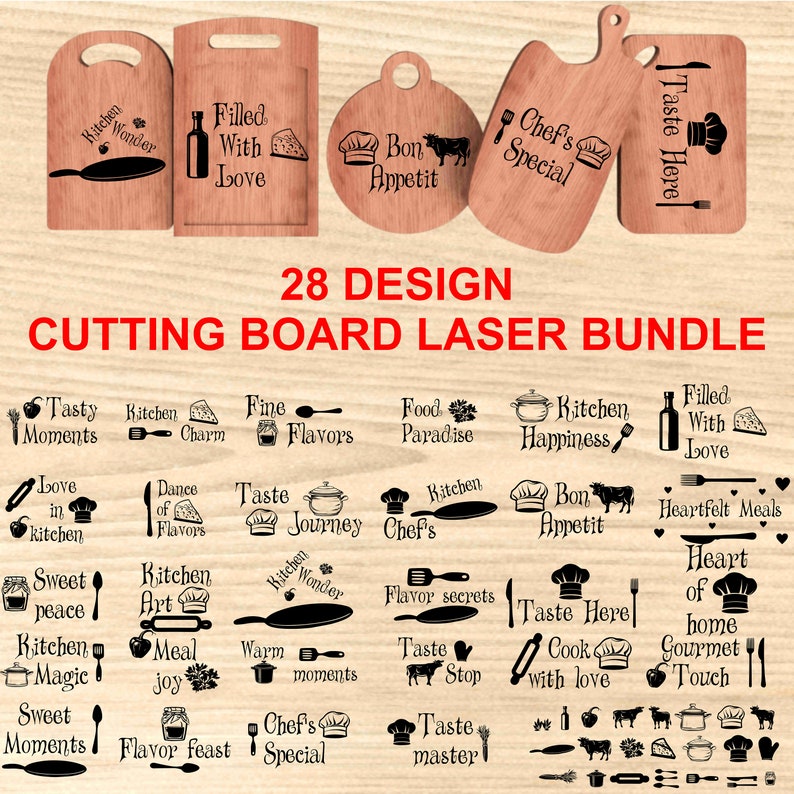 Board Laser Engraved, Laser Cut Files Svg-png, Bundle, Kitchen Cutting ...