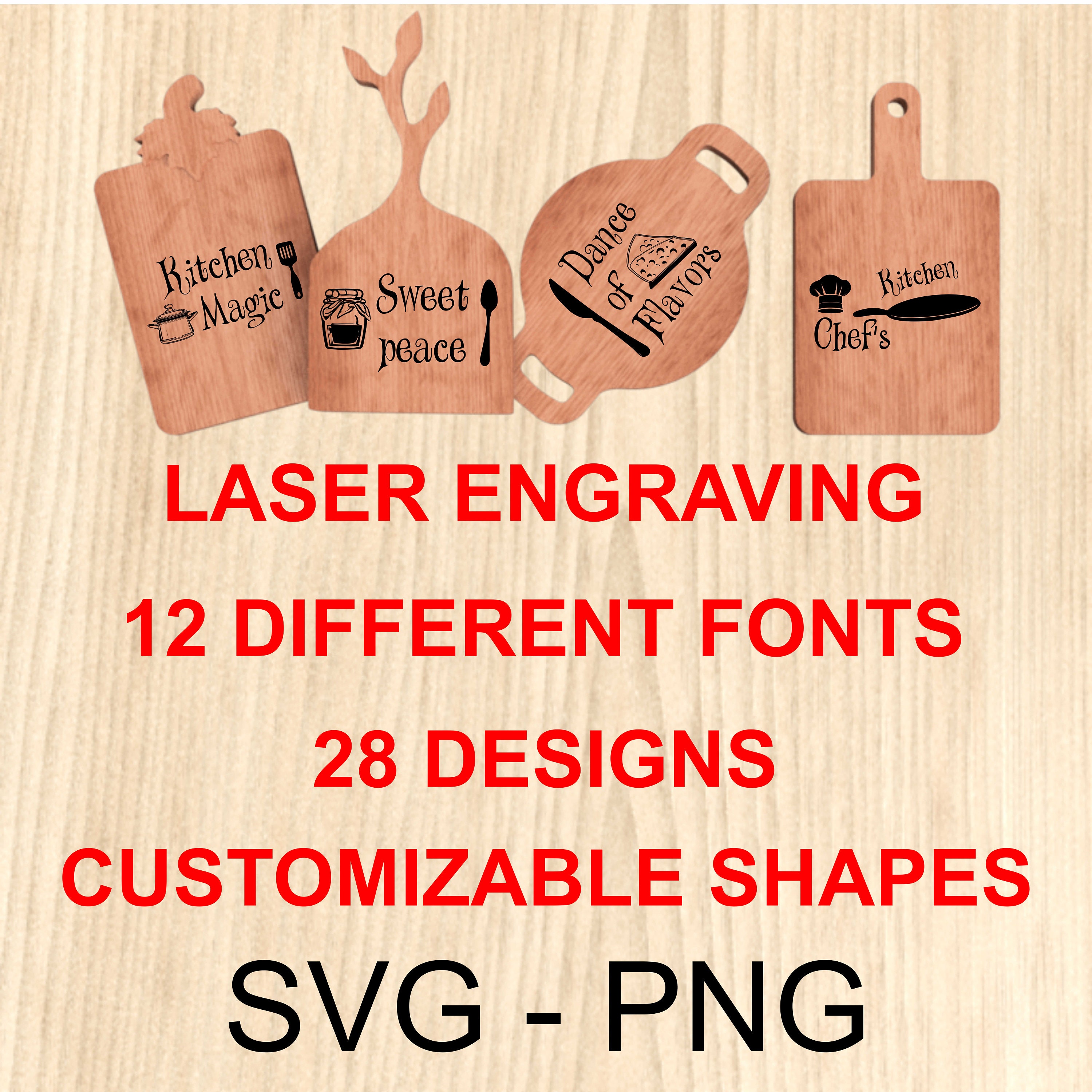 Charcuterie Board Laser Cut Files Svg, Engraved Bundle, Kitchen Cutting ...