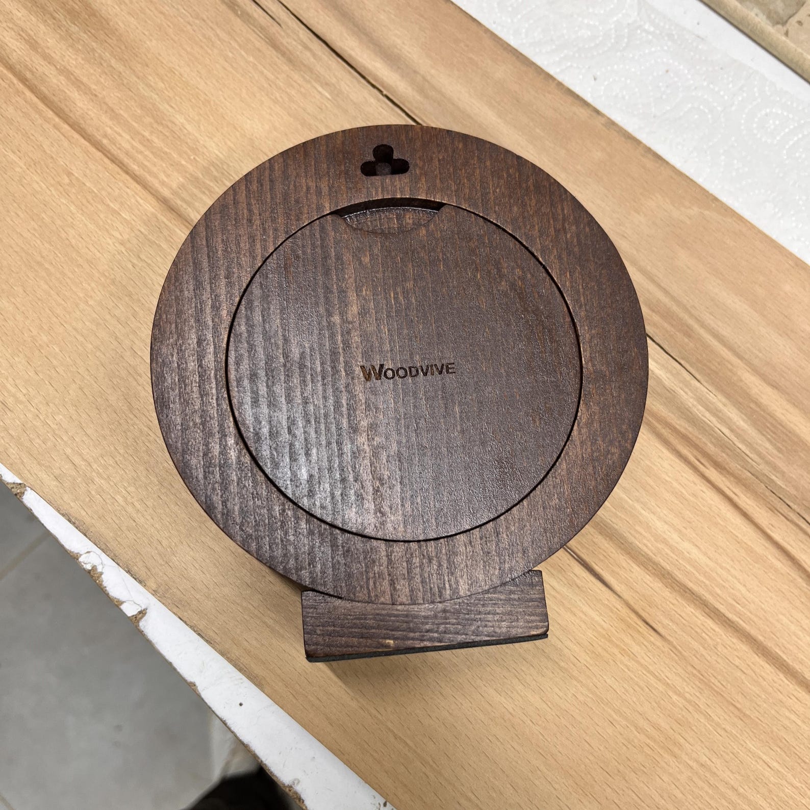 Dark Wooden Desk Clock, Handmade Beech Wood Decor, Silent Table ...