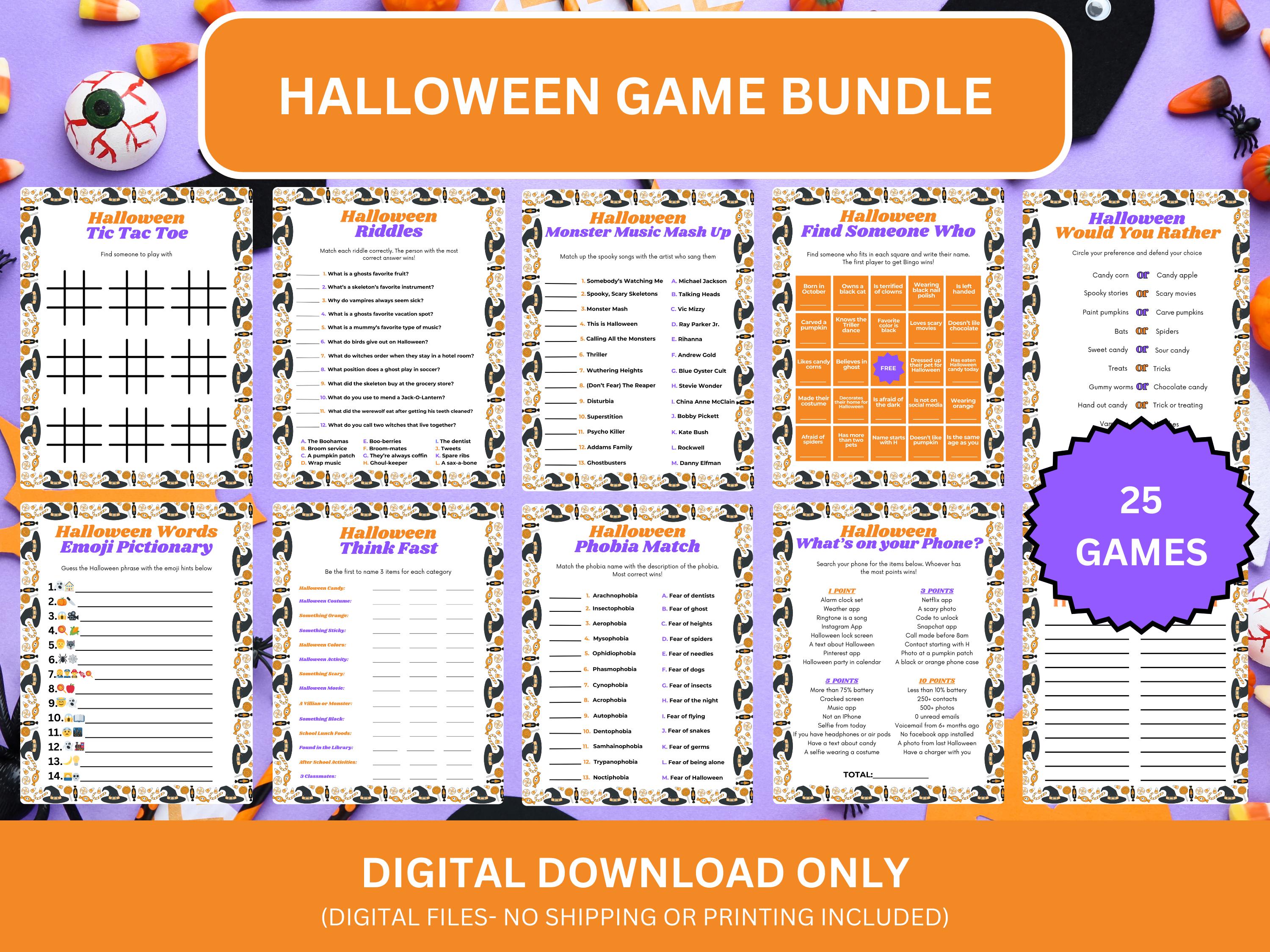 Halloween Games | Printable Games | Halloween Game Bundle | Halloween ...