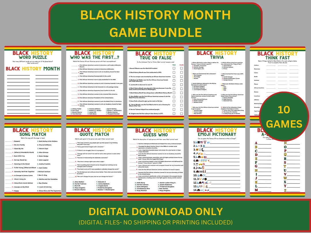Black History Month Games Bundle | Black History Trivia Games | Fun ...