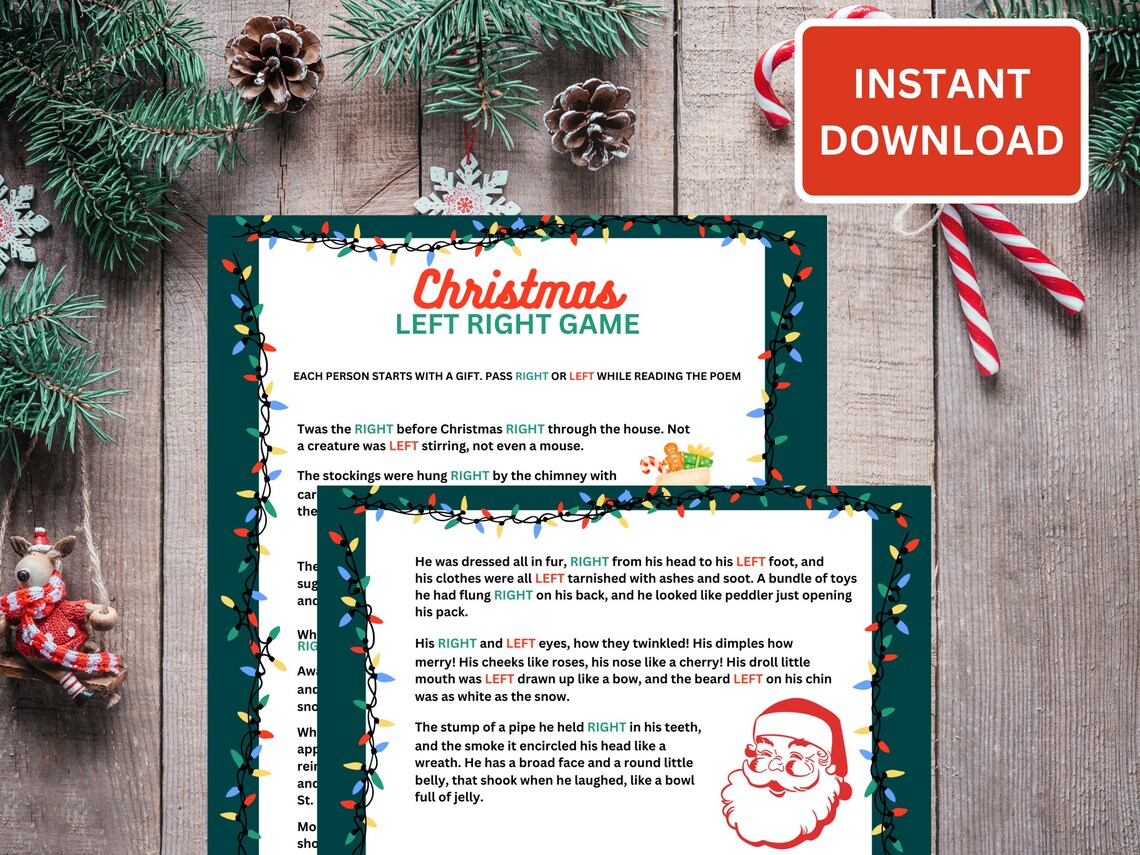 Printable Left Right Christmas | Left Right Christmas Game | Left Right ...