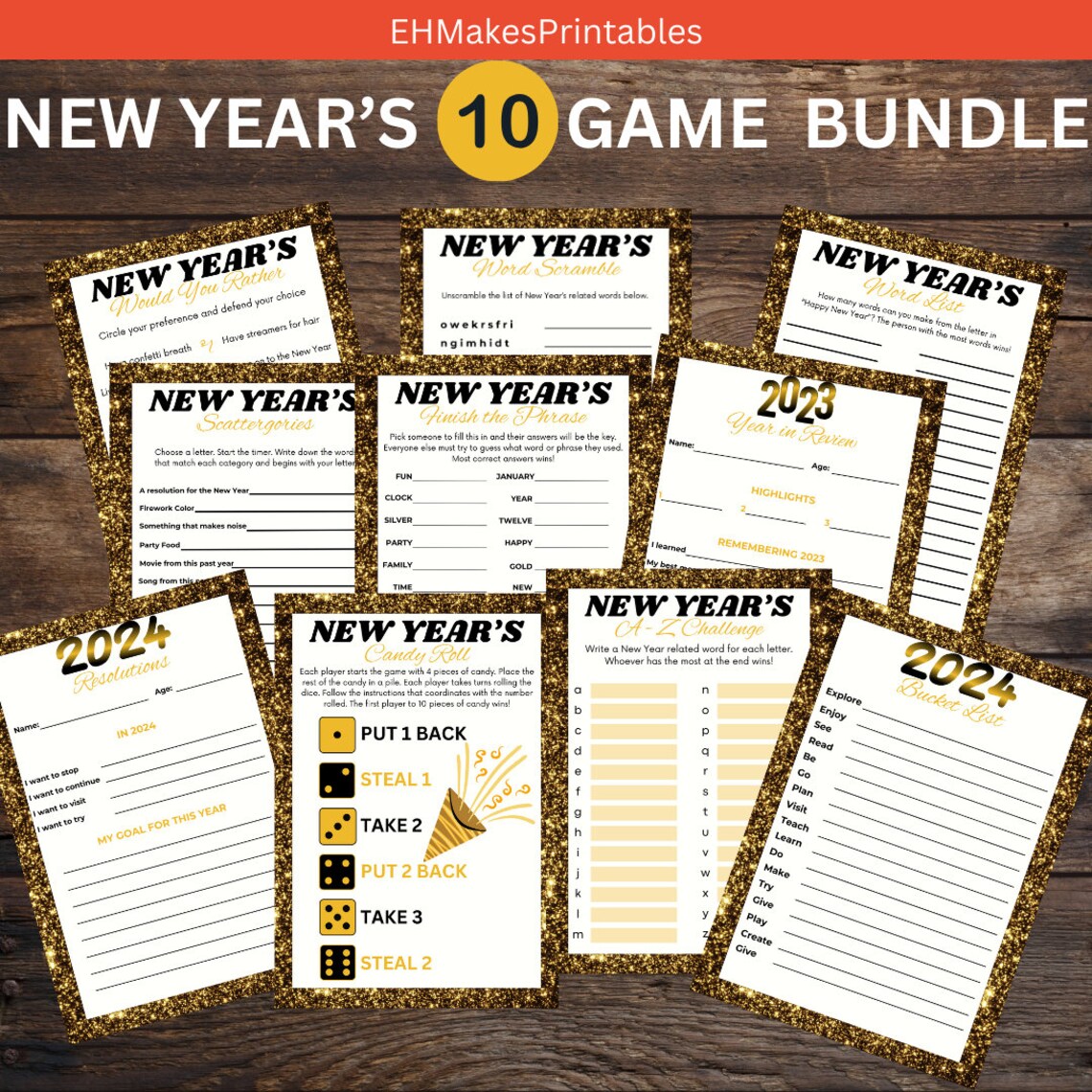 Printable New Year's Game Bundle | New Year's Party Games | New Year's ...