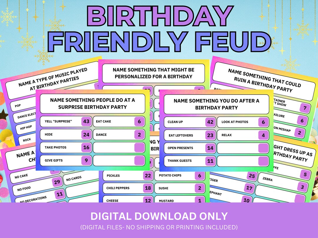 Birthday Friendly Feud | Birthday Party Game | Family Game Night ...