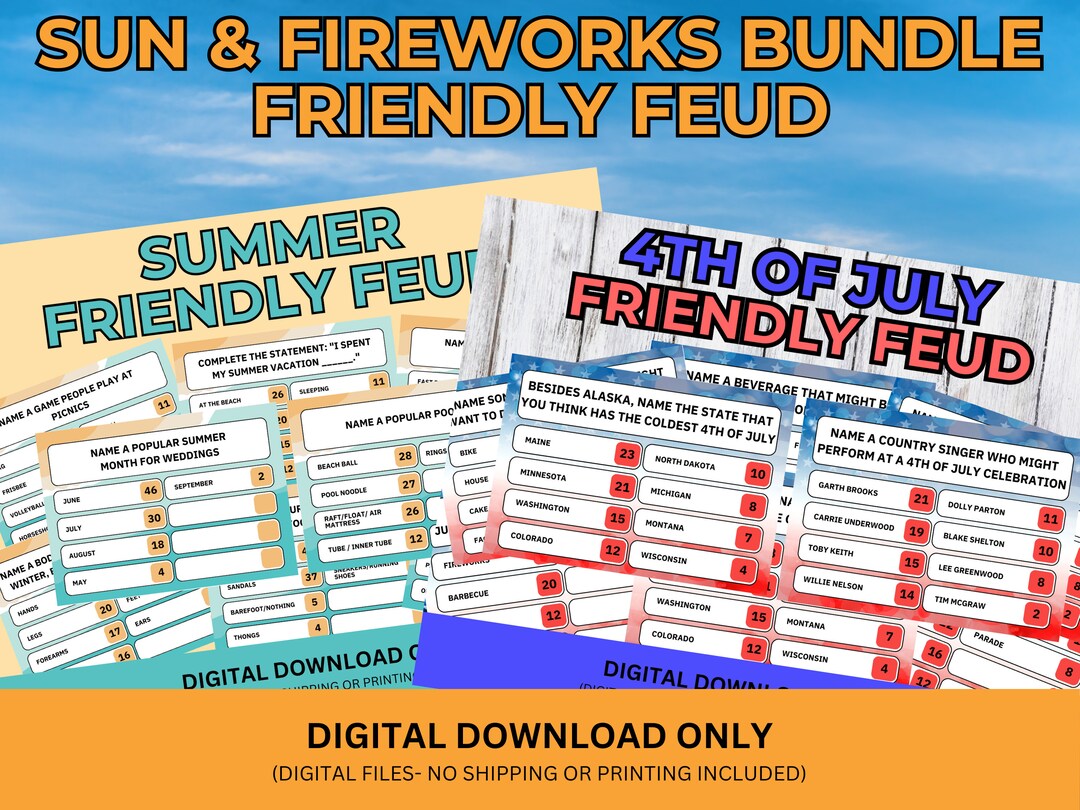 Printable 4th of July Feud Game | Independence Day Friendly Feud Game ...