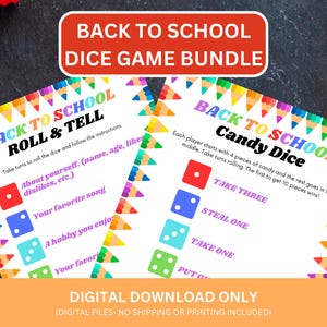 Printable Back to School Game | Roll and Tell Dice Game | Candy Dice ...