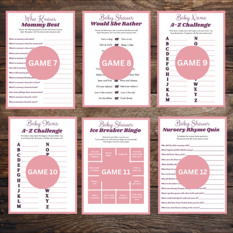 Printable Baby Shower Game Bundle | Baby Shower Games | Baby Shower ...