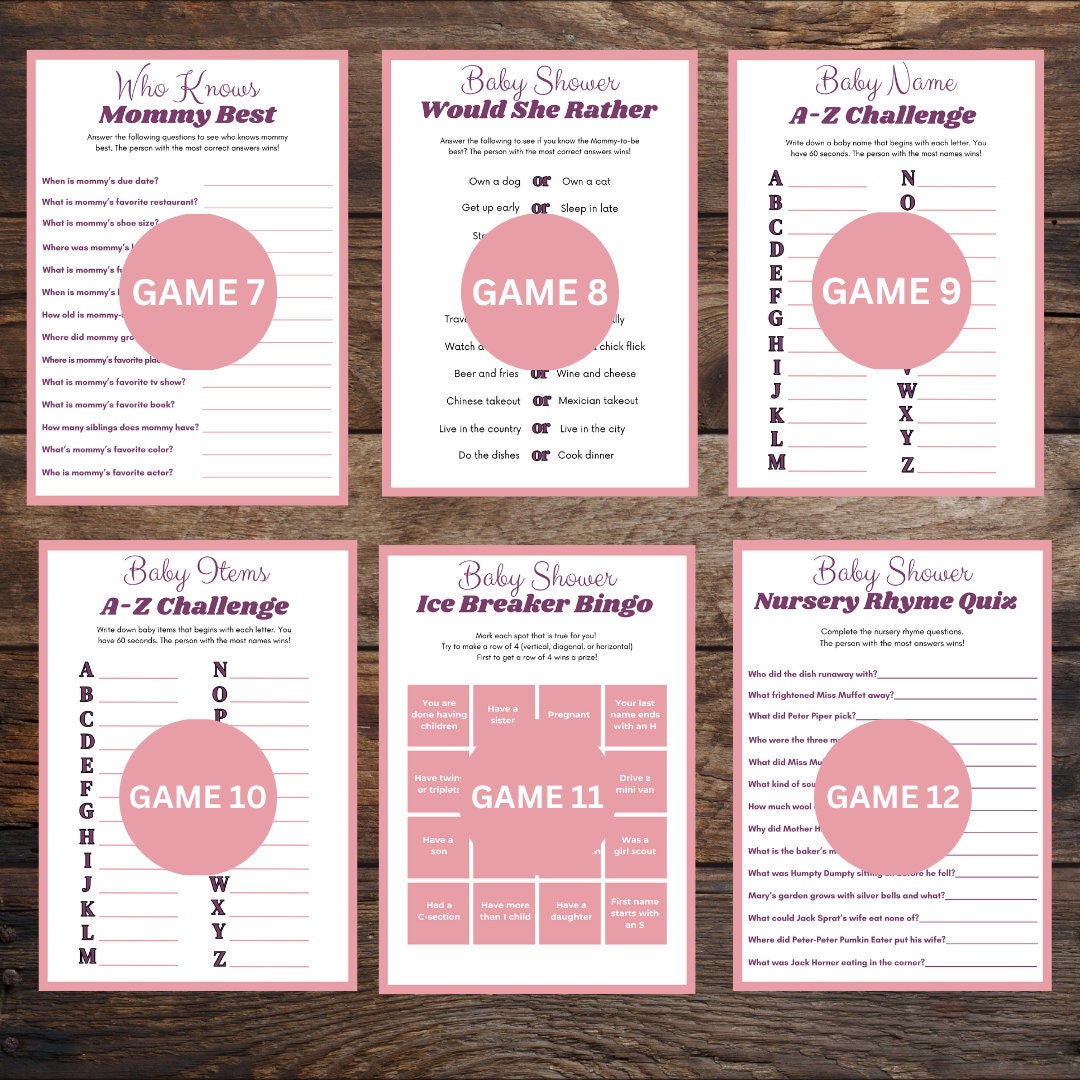 Printable Baby Shower Game Bundle | Baby Shower Games | Baby Shower ...