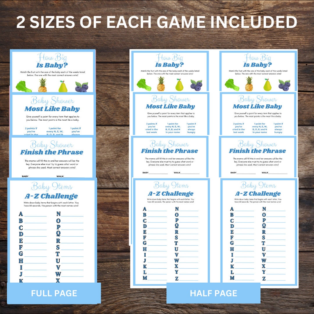 Printable Baby Shower Game Bundle | Baby Shower Games | Baby Shower ...