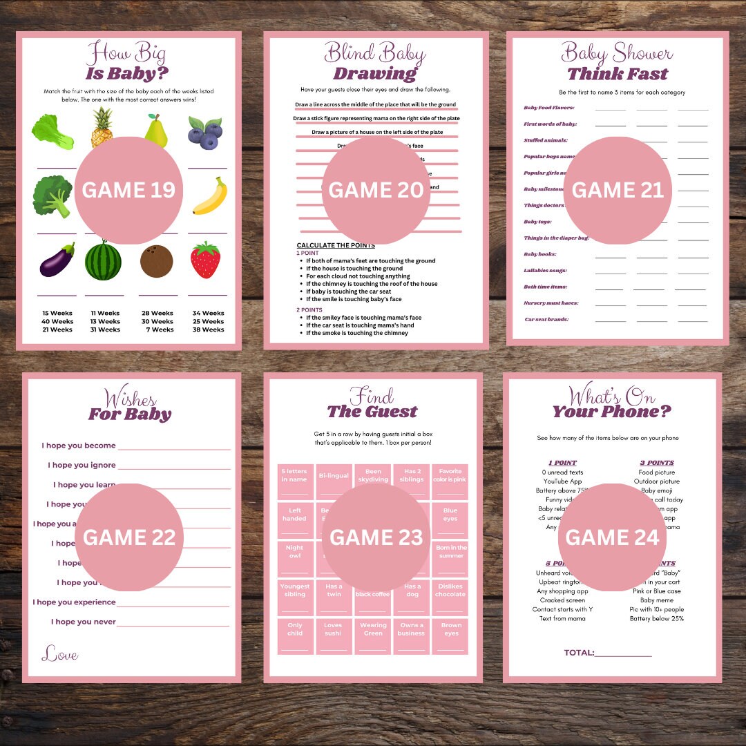Printable Baby Shower Game Bundle | Baby Shower Games | Baby Shower ...
