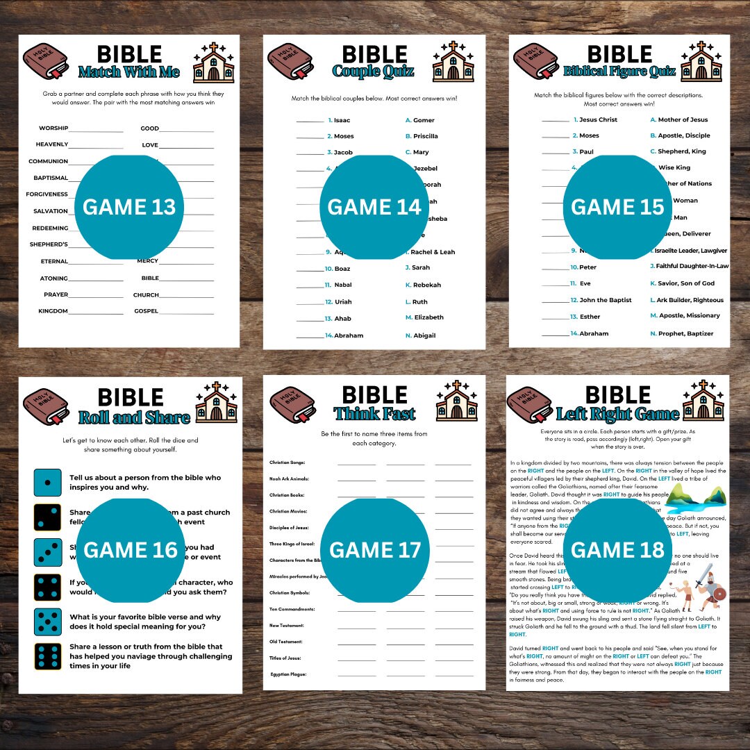 Printable Bible Games Bundle, Bible Trivia, Bible Games for Adults ...