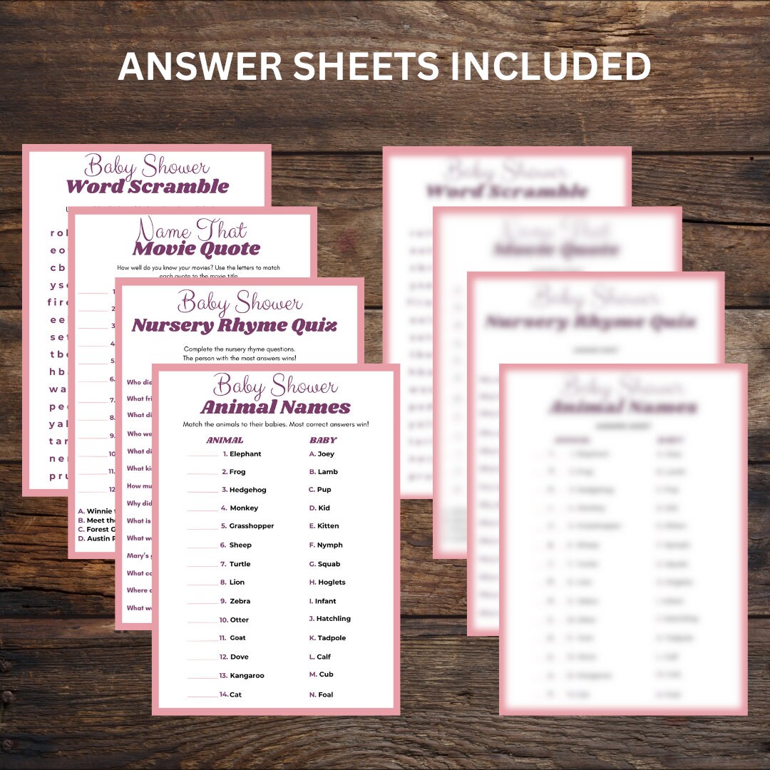 Printable Baby Shower Game Bundle | Baby Shower Games | Baby Shower ...